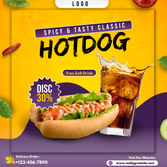 Copy of Yellow and Purple Playful Food Promotion Inst | PosterMyWall
