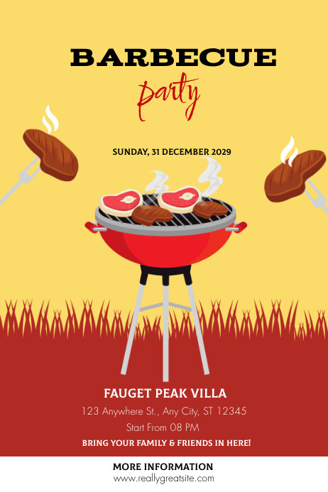 Yellow and Red Modern Barbecue Party Poster Template | PosterMyWall