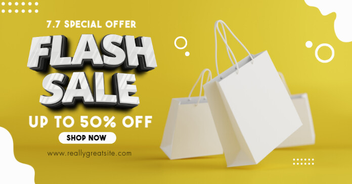 Yellow and White Modern Bold 7.7 Sale and Discount Promo Facebook Ad ...