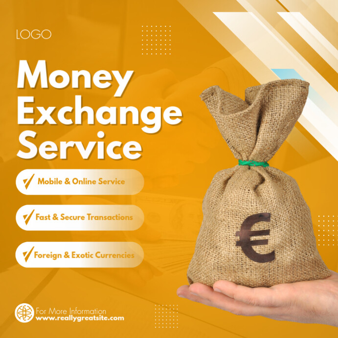 Yellow and White Modern Money Exchange Service Instagram Post Template ...