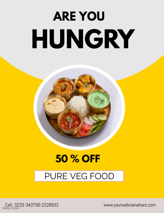 Yellow And White Veg Food Restaurant Flyer (u Template | PosterMyWall
