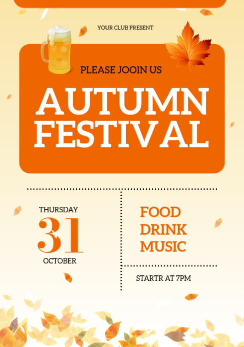 Yellow Autumn Festival A4 Template | PosterMyWall