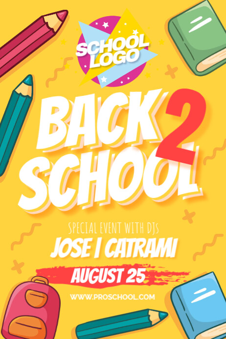 Yellow Back To School Party Template | PosterMyWall
