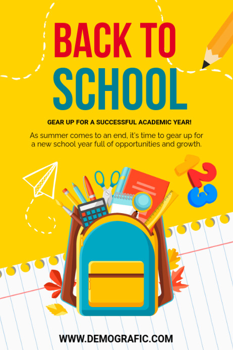 Yellow Back To School Poster Template | PosterMyWall