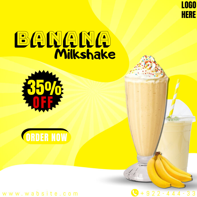 Copy of Yellow Banana Milkshake Instagram Post | PosterMyWall