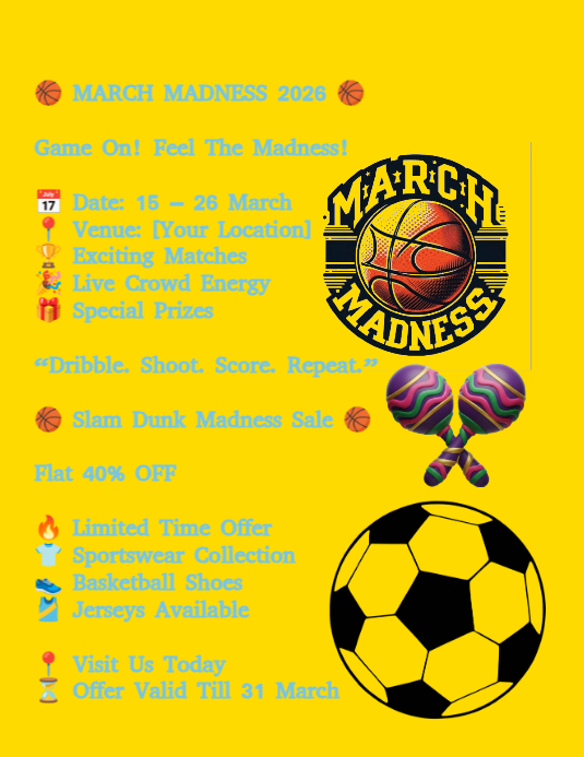 Yellow Basketball Event Promotion Flyer Modelo | PosterMyWall