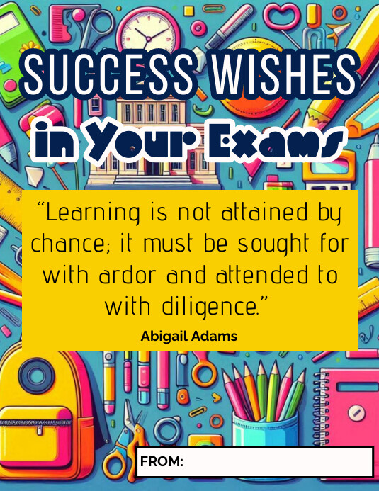 Yellow Best Wishes In Exams Card Design Flyer Template | PosterMyWall