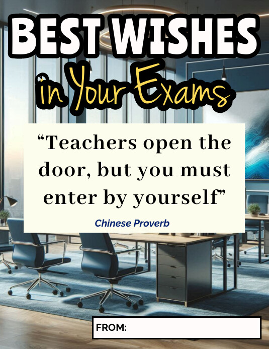 Plantilla de Yellow Best Wishes In Exams Card Design Flyer | PosterMyWall