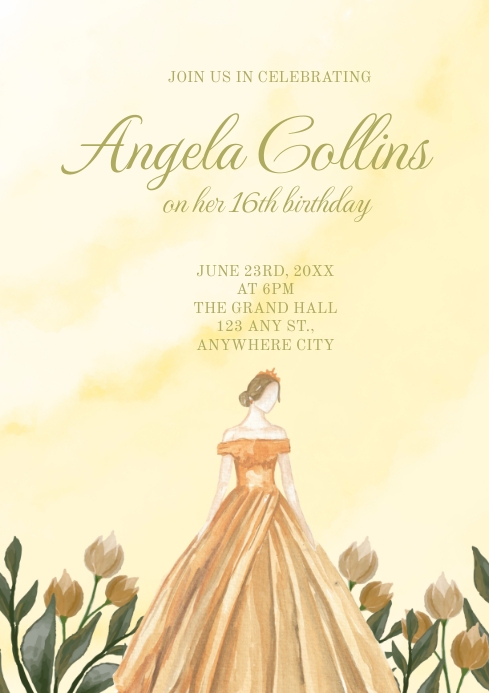 YELLOW BIRTHDAY INVITATION Template | PosterMyWall