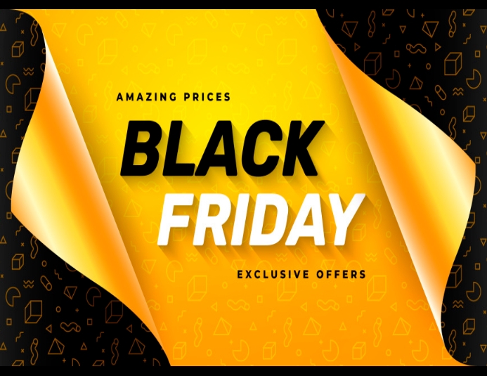 Yellow-black Friday sale banner with gift Template | PosterMyWall