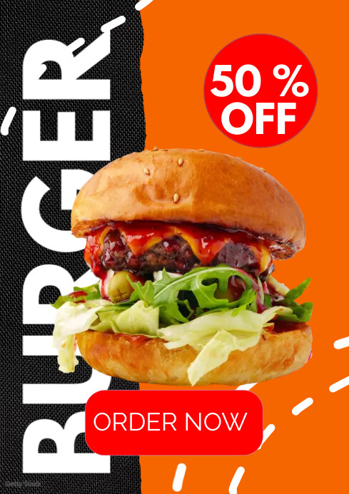 YELLOW BLACK MODERN BURGER SALE Template | PosterMyWall