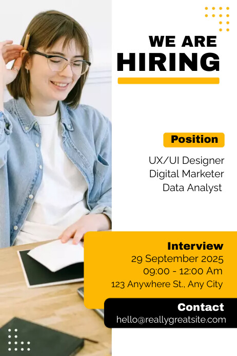 Yellow Black Simple Job Vacancy Poster Template | PosterMyWall