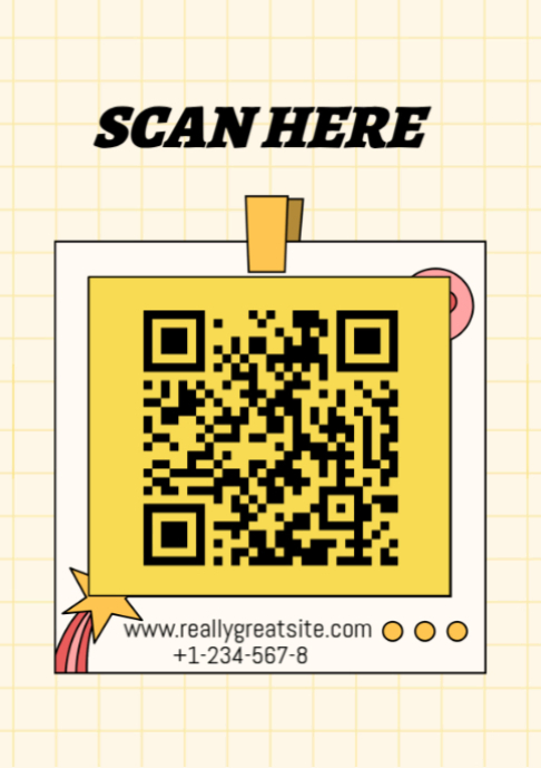 Yellow Black Simple Retro QR Code Poster Template | PosterMyWall