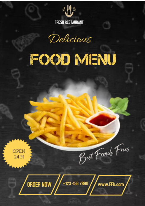 yellow black soft food menu template | PosterMyWall