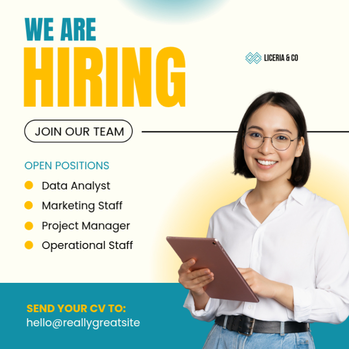Plantilla de Yellow Blue Job Recruitment We Are Hiring Pos Instagram ...