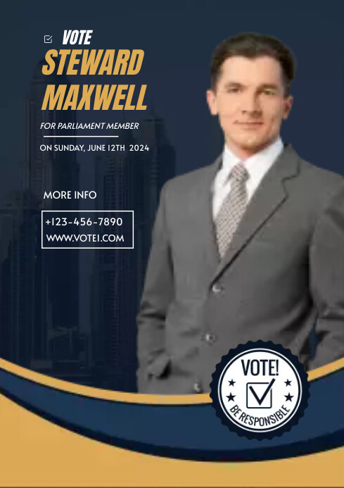 YELLOW BLUE VOTE POSTER Template | PosterMyWall