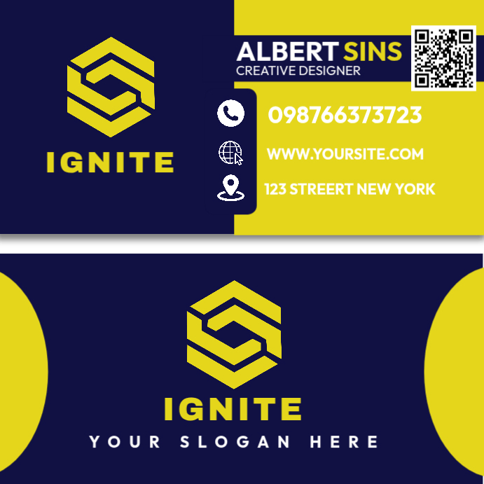 Yellow Brand Business Card Template | PosterMyWall