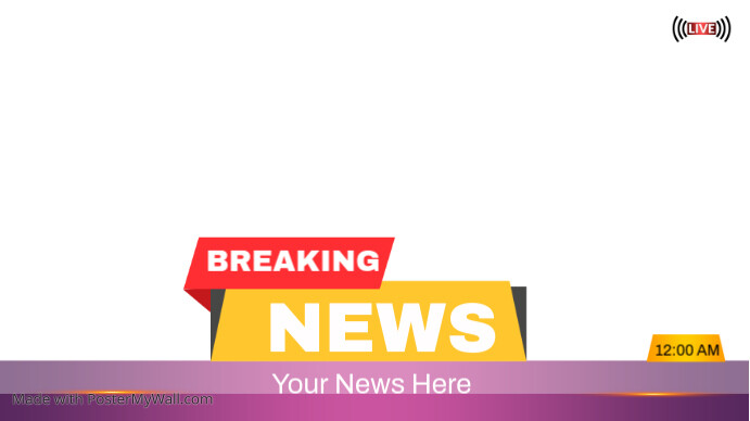 Yellow Breaking News Lower Third Live Frame Template | PosterMyWall