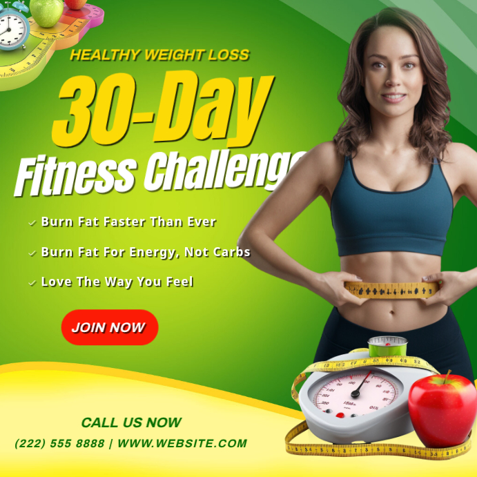 Yellow Burn Fat Fitness Challenge Instagram Post Template | PosterMyWall