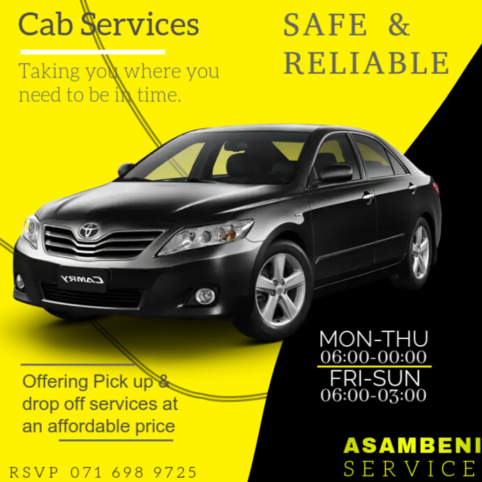 Copy of Yellow Cab Instagram Post | PosterMyWall