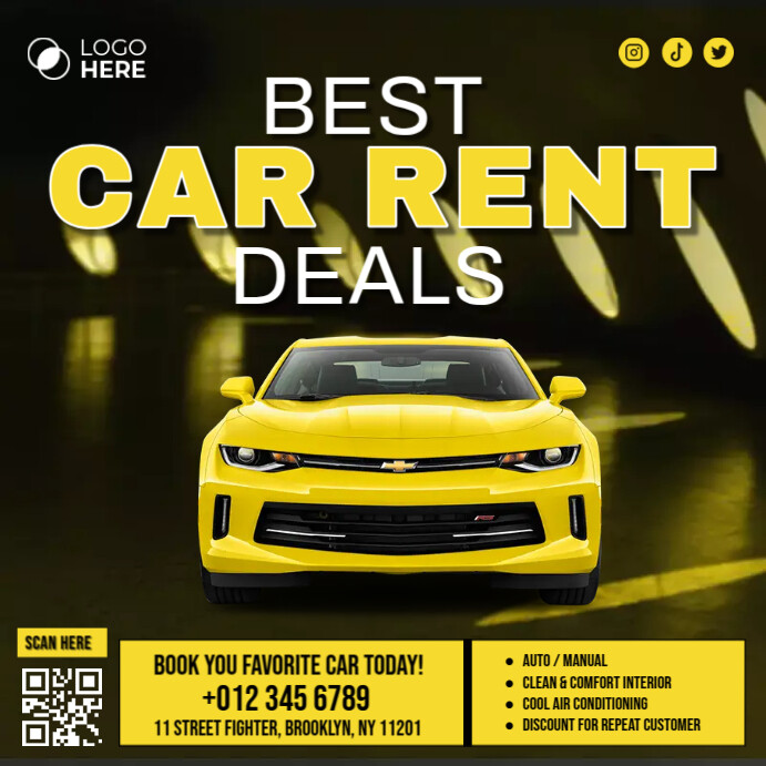Plantilla de Yellow Car Rent | PosterMyWall