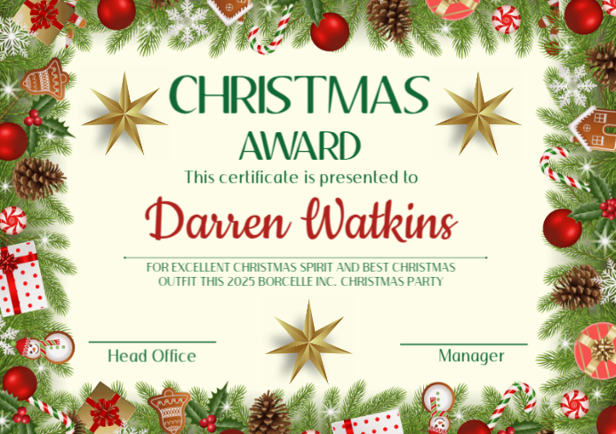 Yellow Ceria Christmas Award Certificate A4 Template | PosterMyWall