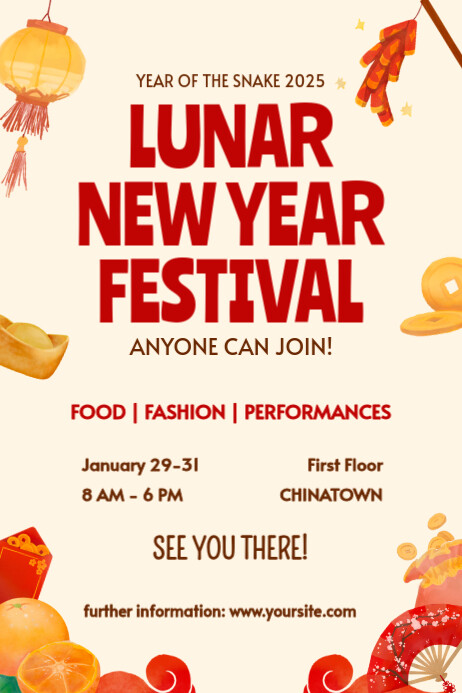 Yellow Ceria Lunar New Year Fest Poster Template | PosterMyWall