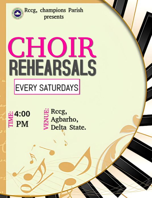 Yellow Choir Rehearsals Flyer Template | PosterMyWall
