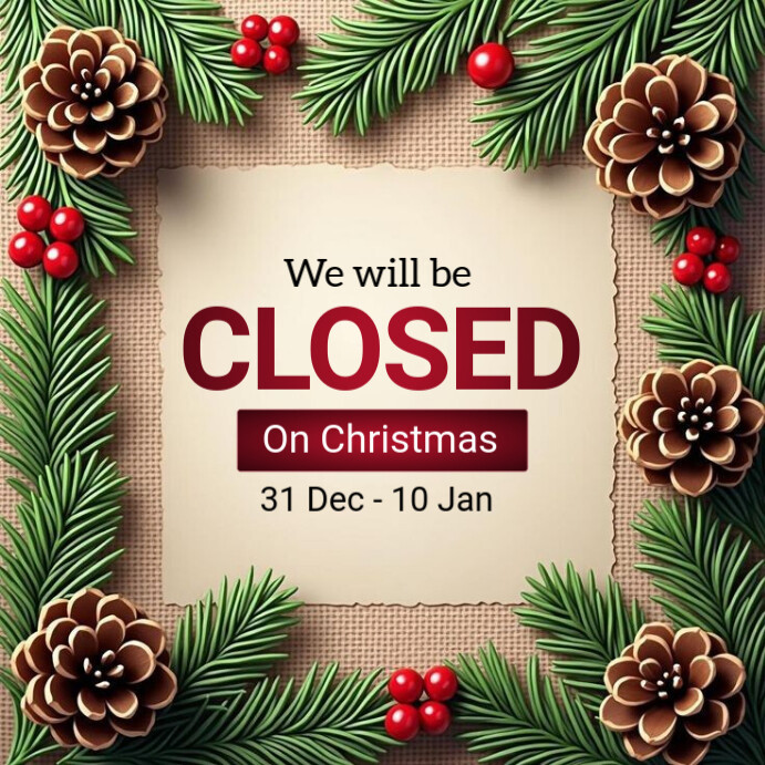 Yellow Christmas Closed Instagram Post Template | PosterMyWall