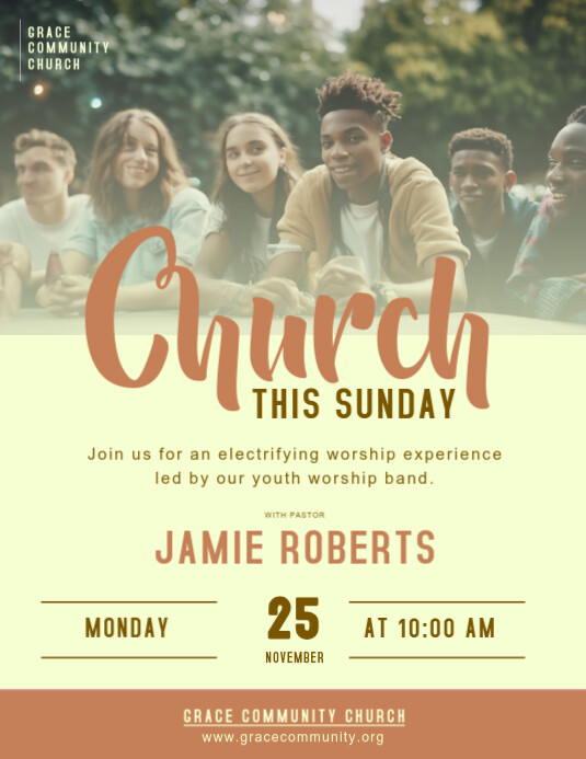 Copy of Yellow Church Youth Worship Flyer | PosterMyWall