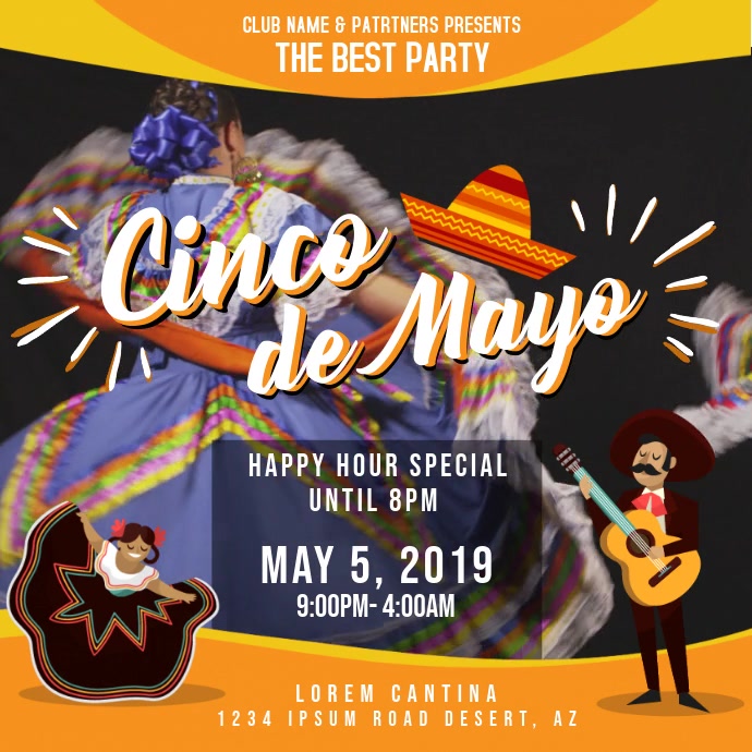 Yellow Cinco de Mayo Party Invitation Template | PosterMyWall