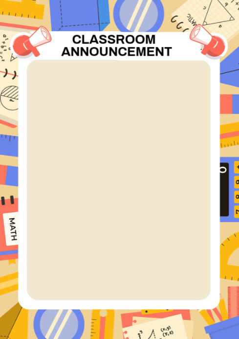 Yellow Classroom Announcement A2 Template | PosterMyWall