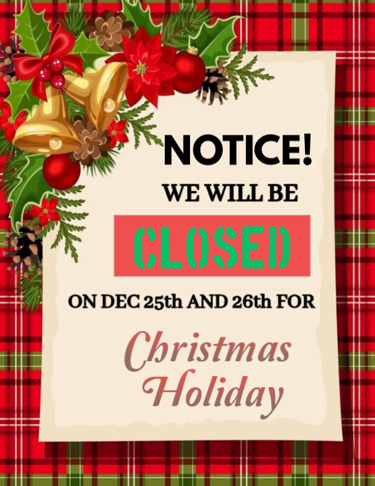Copy of Yellow Closed For Christmas Holiday Flyer Flyer (us Letter) | PosterMyWall
