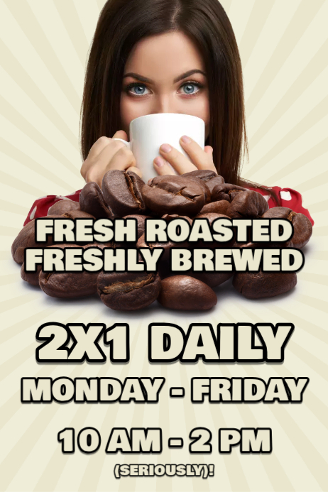 Yellow Coffee 2 For 1 Ad Poster Poster Template | PosterMyWall