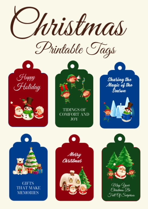 Yellow Collage Christmas Printable Tags A4 Template | PosterMyWall