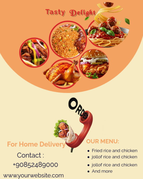 Yellow Collage Editable Restaurant Flyer Design Instagram Portrait ...