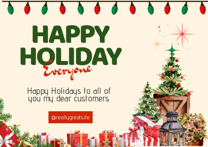 Yellow Collage Happy Holiday Customer Greeting Card Postcard Template ...