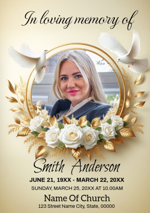 Copy of Yellow Collage In Loving Memory Poster Template A4 | PosterMyWall