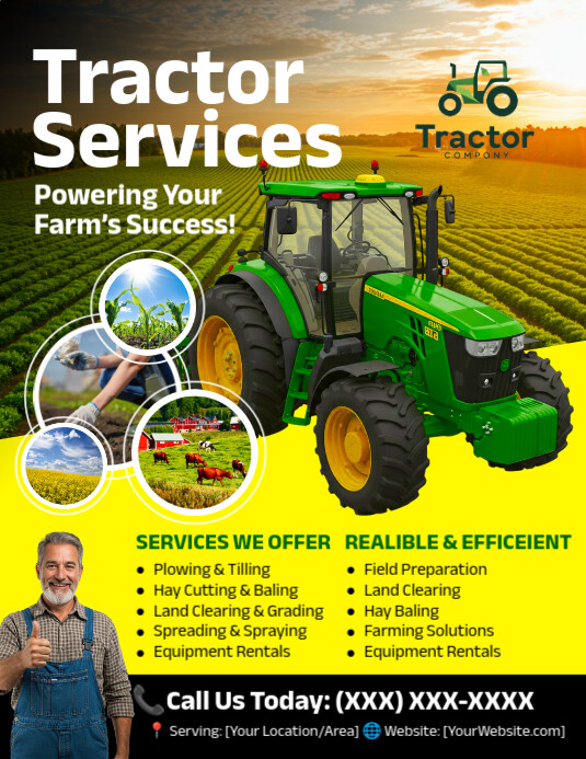 Copy of Yellow Collage Tractor Services Flyer (us Letter) | PosterMyWall