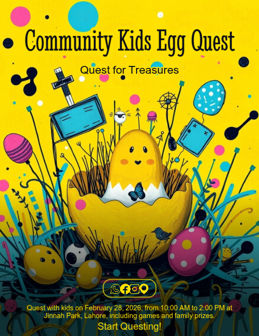 Yellow Community Kids Egg Quest Flyer Template | PosterMyWall