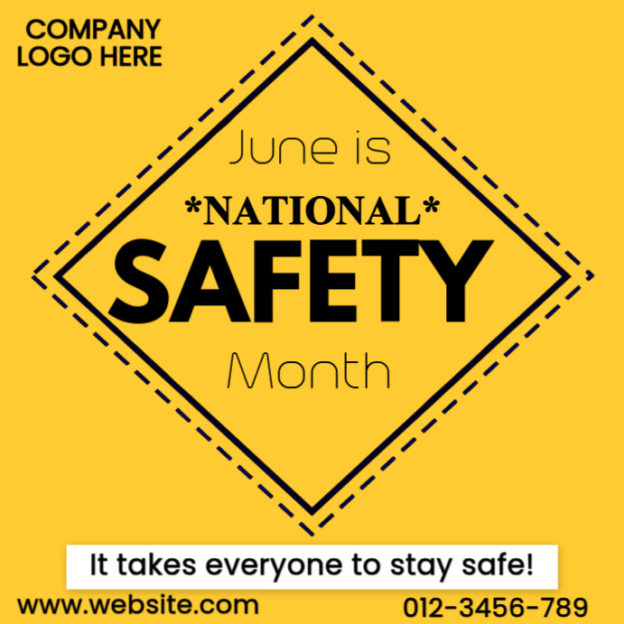 Yellow Editable National Safety Month Poster Template | Workplace ...
