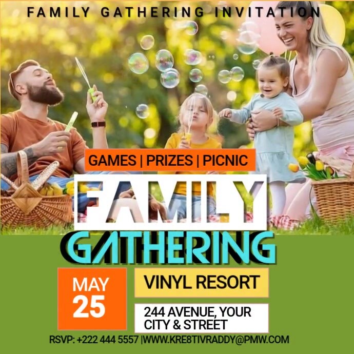 Yellow Family Gathering Instagram Post Template | PosterMyWall