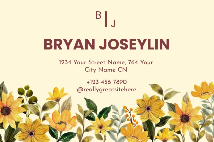 Yellow Floral Address Label Template | PosterMyWall