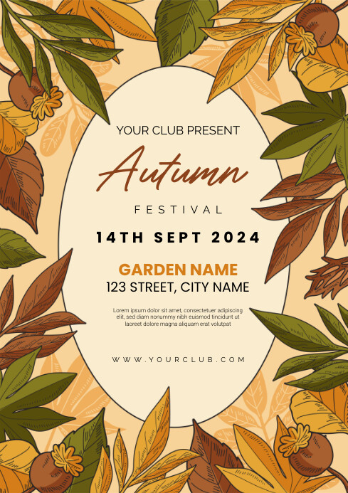 Yellow Floral Autumn Festival Event Poster Fl Template | PosterMyWall