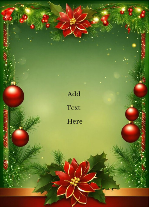 Copy of Yellow Floral Christmas Greeting Card A4 | PosterMyWall