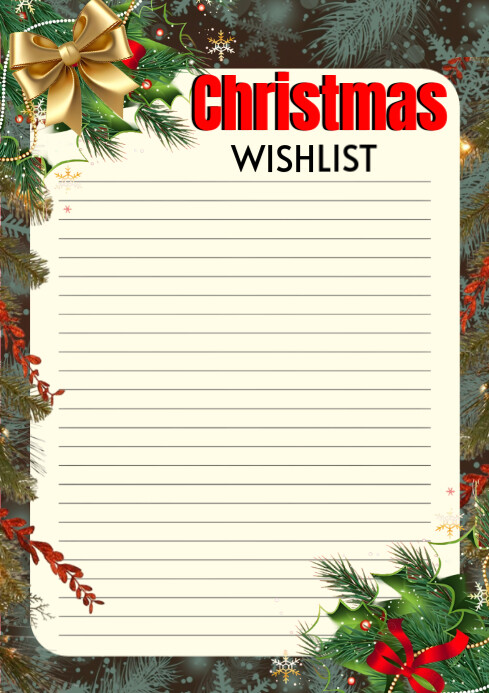 Yellow Floral Christmas Wishlist Template A4 | PosterMyWall