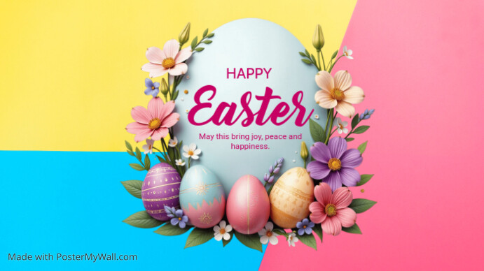 Szablon Yellow Floral Easter Greetings And Wishes Digital Display (16:9 ...