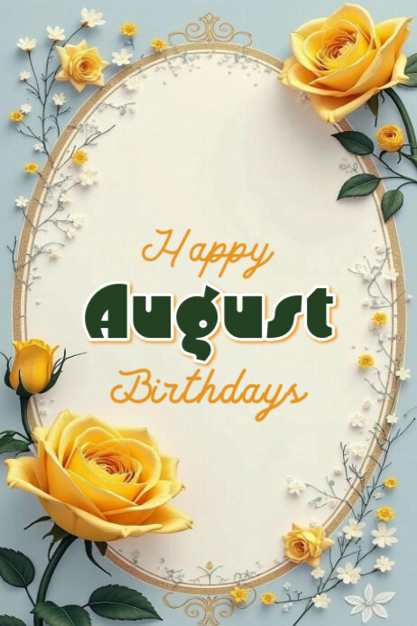 Yellow Floral Happy August Birthdays Banner 4' × 6' Template | PosterMyWall