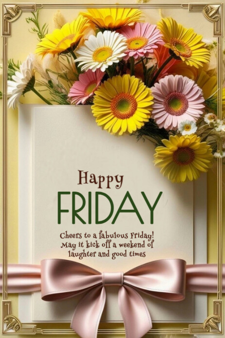 Yellow Floral Happy Friday Banner 4' × 6' Template | PosterMyWall