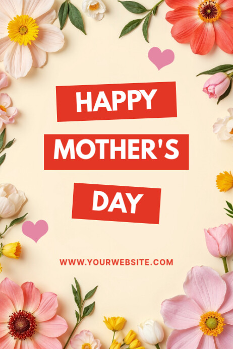 Yellow Floral Happy Mother's Day Poster Template | PosterMyWall